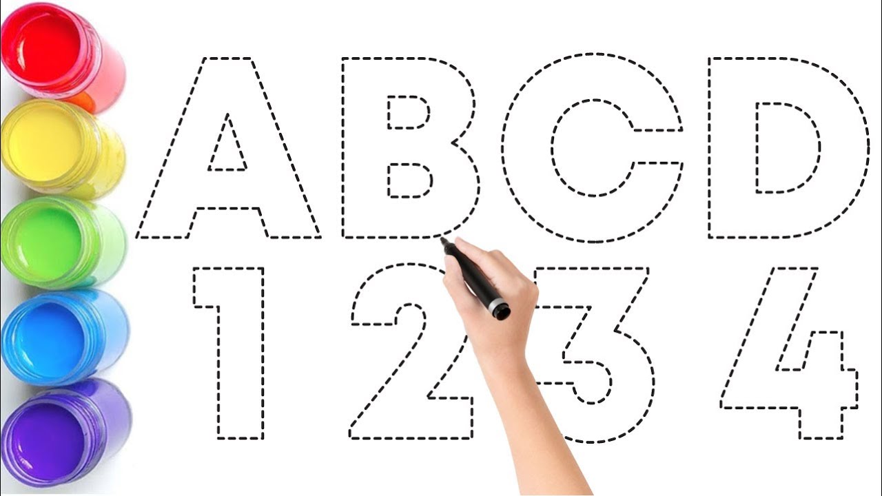 How to Draw and Paint Alphabet Letters ABCD-1234 for kids - YouTube