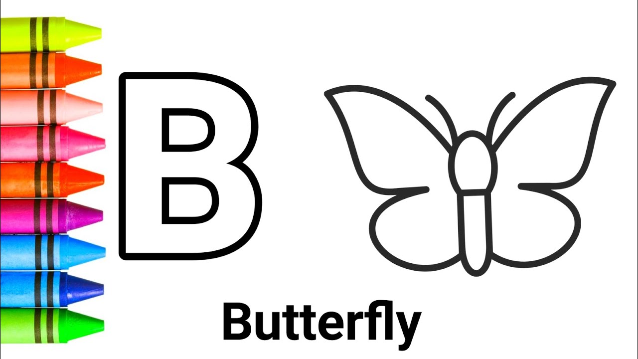 Alphabet B drawing | B For Butterfly 🦋 drawing - YouTube