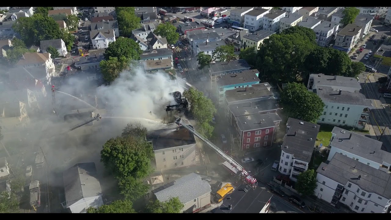 Multiple buildings destroyed by massive fire in Lawrence --@lawdrones ...