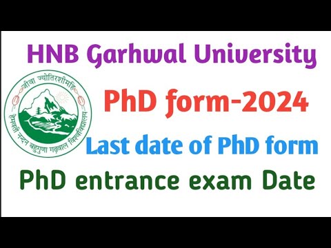 HNBGU PhD entrance form-2024 out|| HNB central university PhD entrance ...