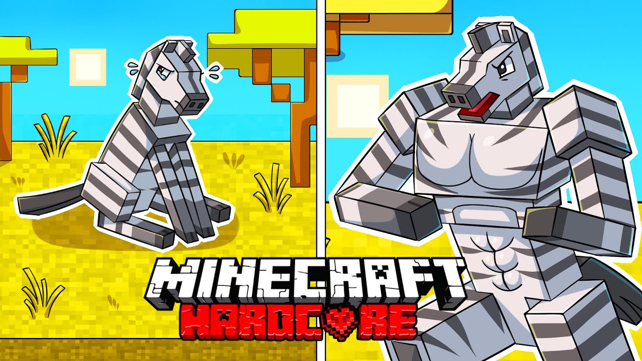 I Survived 1000 DAYS as a SCARY ZEBRA in HARDCORE Minecraft! - Fastest ...