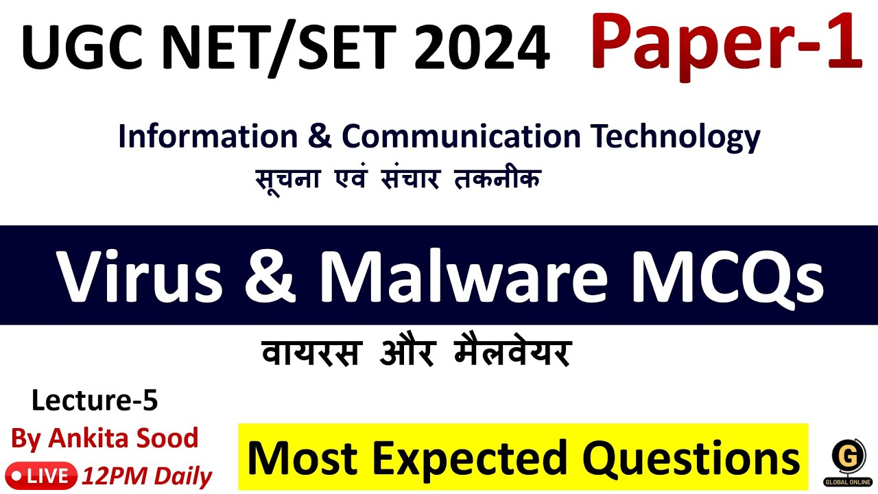 Computer Virus MCQs | Types of Malware | ICT PYQs UGC NET | Paper 1 December 2023 Preparation ...