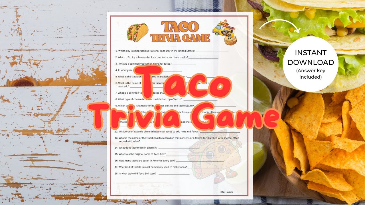 Taco Trivia Game | Fun for Cinco de Mayo, Taco Birthdays, Quinceañera ...