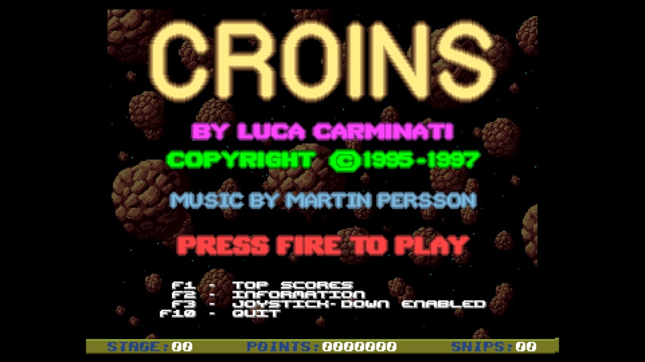 Croins (1997) from Luca Carminati. Asteroids clone on the Amiga - Quick play - YouTube