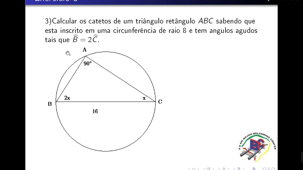 Exercício Triângulo Retângulo Inscrito; - YouTube