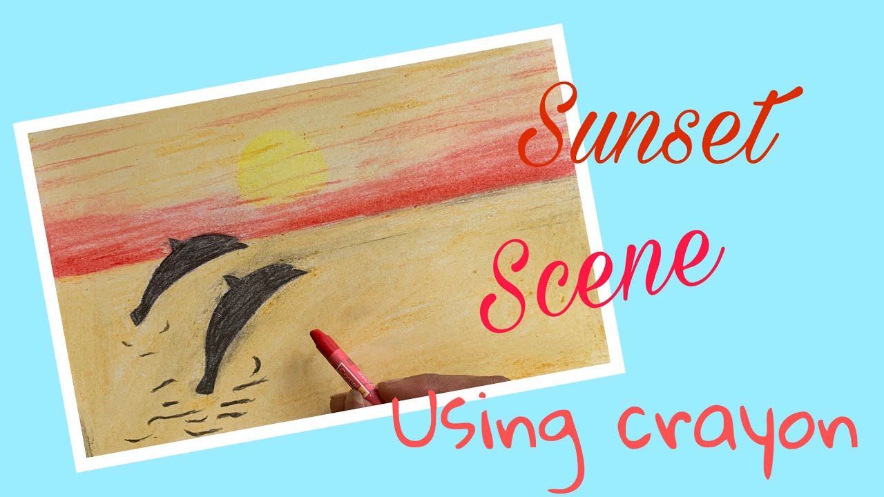 Sunset drawing || Awesome scene drawing using crayon wax #crayon # ...