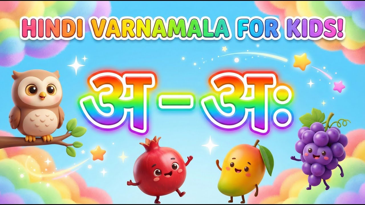 Hindi Swar Song for Kids | अ आ इ ई उ ऊ | Easy & Fun Cartoon Learning ...