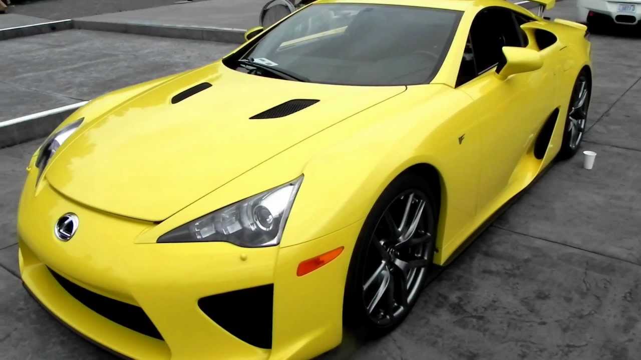 LEXUS LFA Bright YELLOW V10 Supercar on display - YouTube