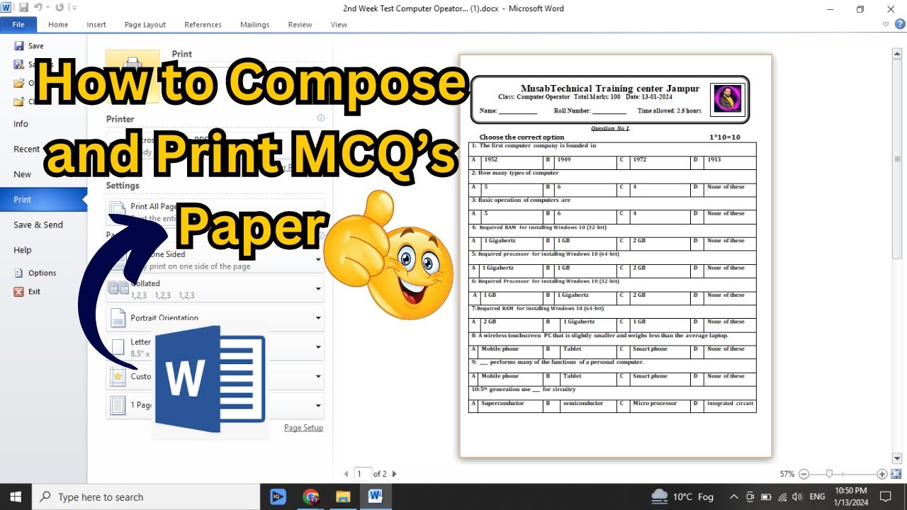 How to Compose Question Paper/Exam Paper/Test Paper in MS Word |Exam ...