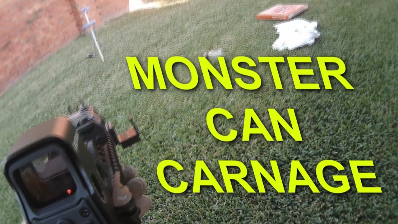 (Airsoft)Shooting Monster Cans In Slow Motion - YouTube
