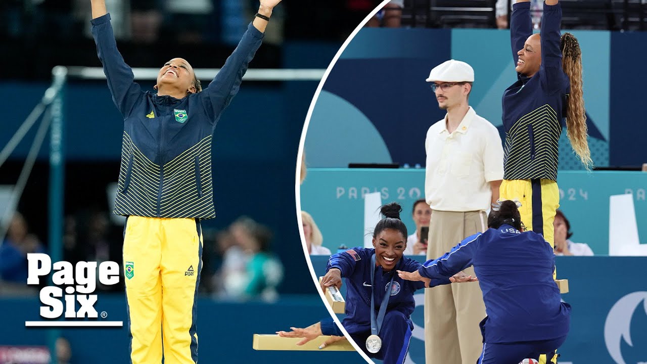Simone Biles, Jordan Chiles bow to Olympic gold medalist Rebeca Andrade ...