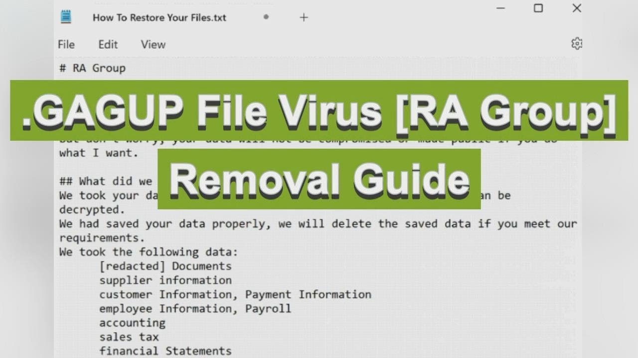 .GAGUP File Virus [RA Group] ransomware Removal Guide - YouTube
