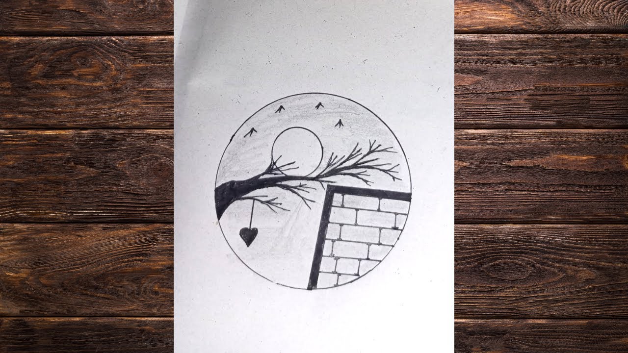 How to draw circle drawing Scenery step by step process | Circle ...