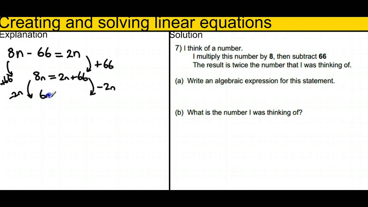 Creating And Solving Linear Equations YouTube Creating And Solving Linear Equations YouTube
