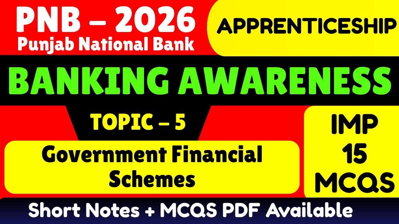 Government Financial Schemes MCQS | PNB Apprenticeship 2026 General and ...