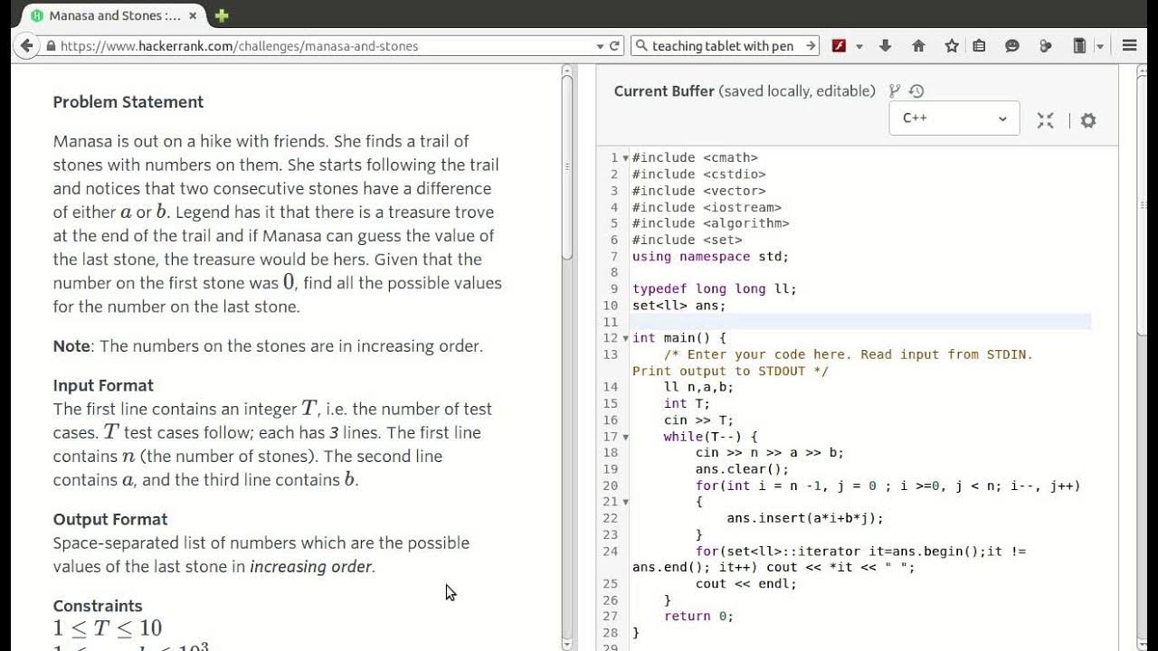 HackerRank | Manasa and Stones Solution - YouTube