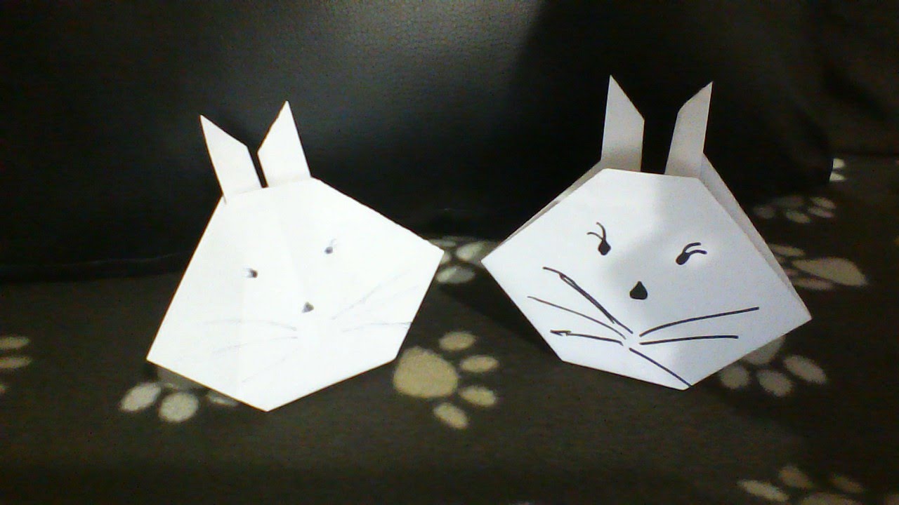 How to make a origami bunny face that stands - YouTube