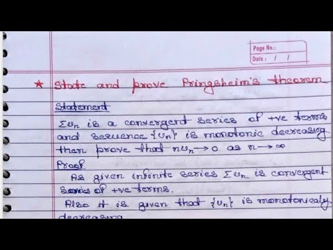 state and prove pringsheim's theorem | Infinite series Bsc Maths - YouTube