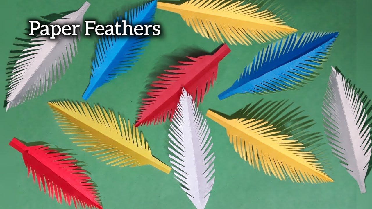 How to make Paper Feathers || DIY Paper Feathers Making Step by Step ...