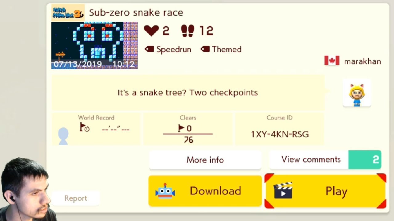 SMM2 - Subzero snake race (1XY-4KN-RSG) - YouTube