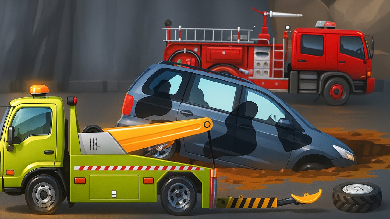 Fire Truck & Tow Truck: Double Mission to the Car's Aid! 🚒🚗 | Vehicles ...