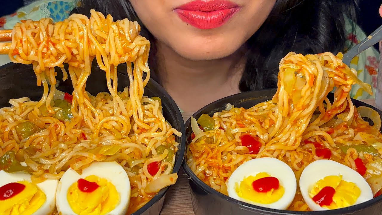 Eating Vegetables Masala Maggi Noodles | Maggi Eating Challenge ...