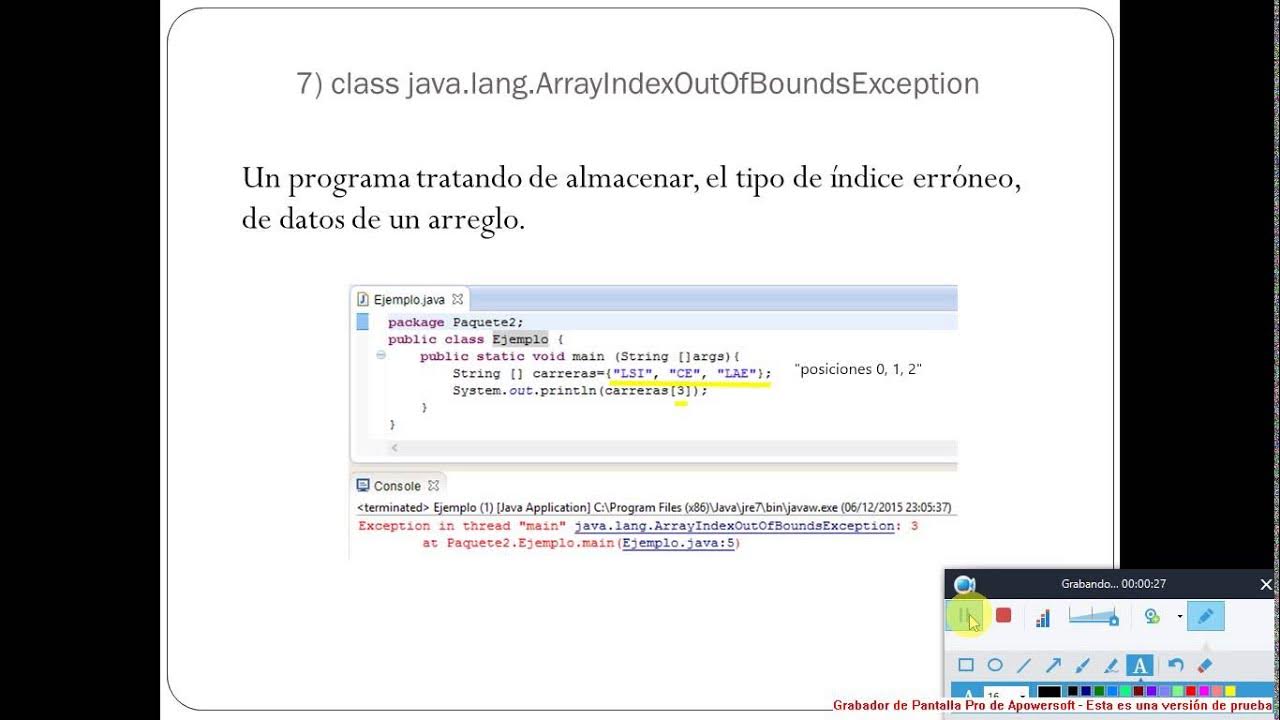 ArrayIndexOutOfBoundsException - YouTube