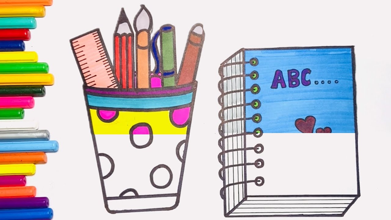 Notebook and pen stand Drawing easy STEP BY STEP #creative # ...