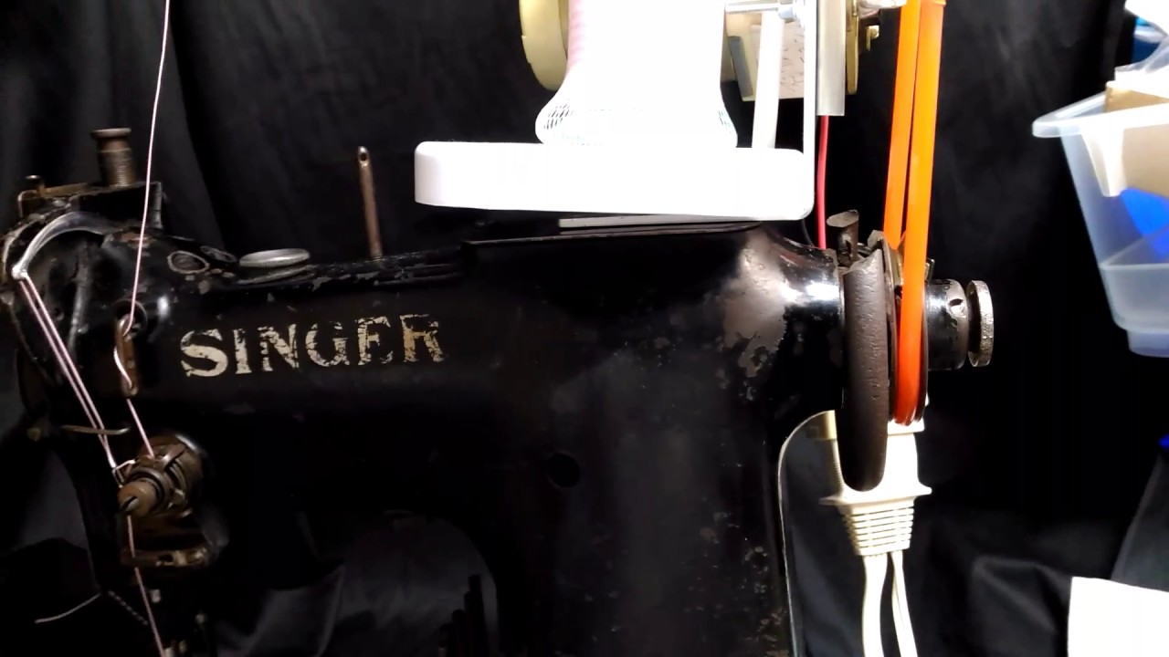 USA 1940年代のミシンSINGER 108W20（総合送り＝上下送り） に自作トルクアッププーリーを取り付けてきれいに縫えるように修理 ...