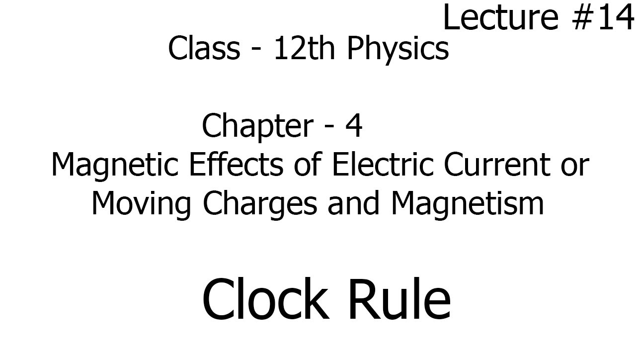 clock rule | magnetic effects of electric current | moving charges and ...