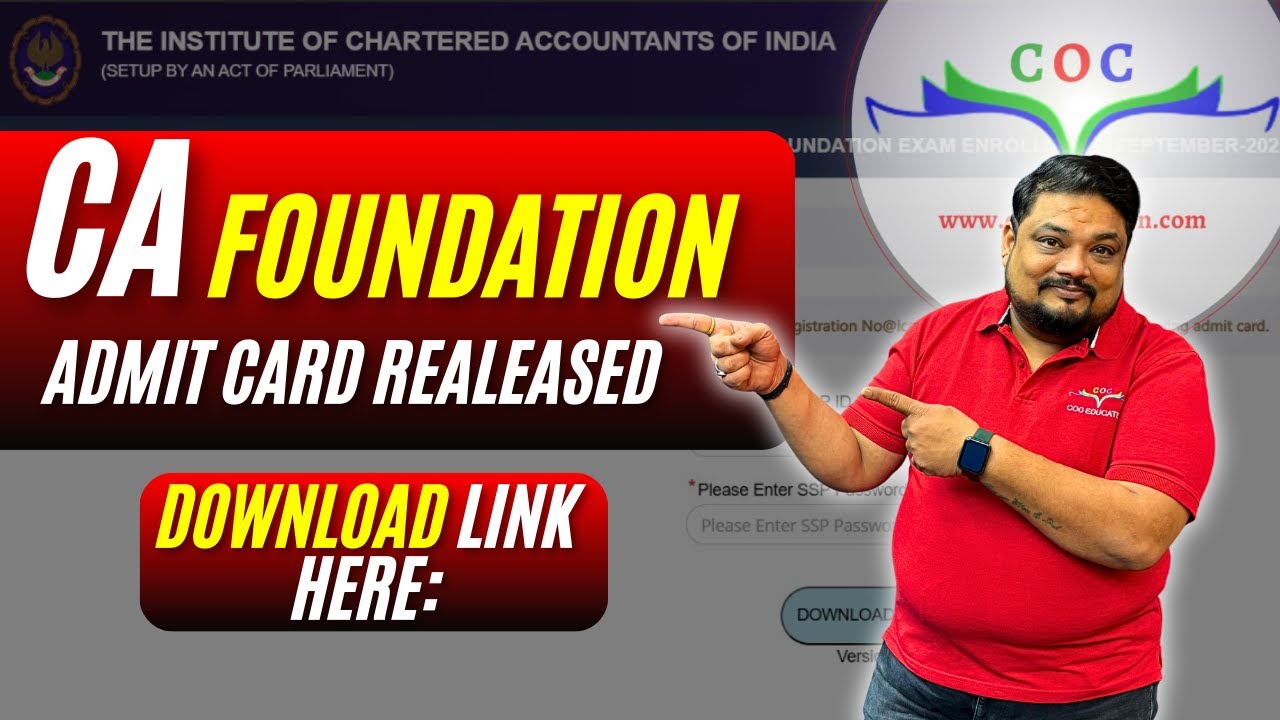 BREAKING NEWS | CA Foundation September 2025 Admit Card Released - YouTube