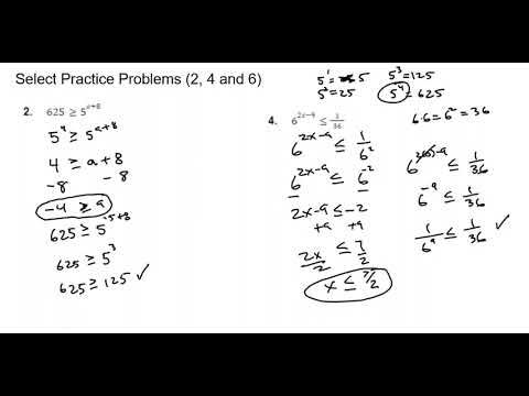 Alg2 Sem 2 Unit 5 Lesson 3 Solving Exponential Inequalities - Select Practice Problems - YouTube