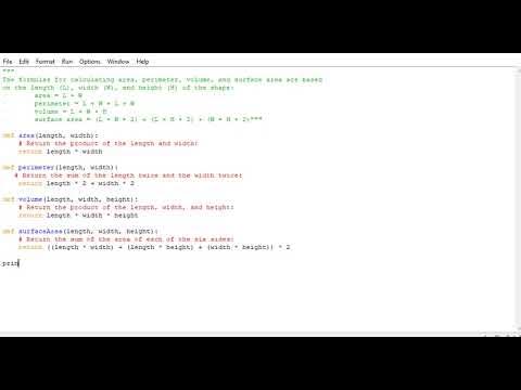Python Program Volume Area Cuboid - YouTube