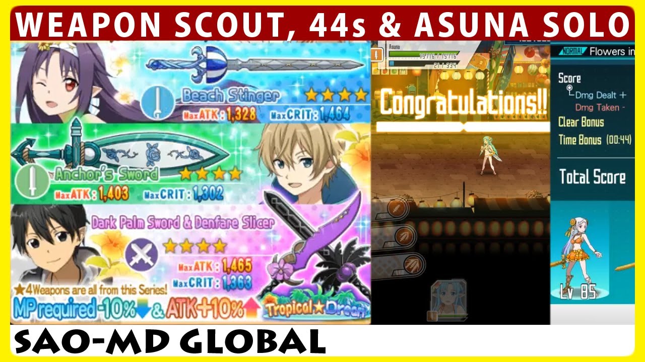 Asuna Solo Flowers in the Night Sky & Tropical Weapon Scout (SAO Memory ...