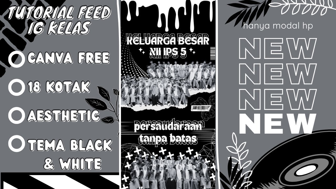 Cara membuat feed Ig kelas tema hitam putih aesthetic di canva # ...