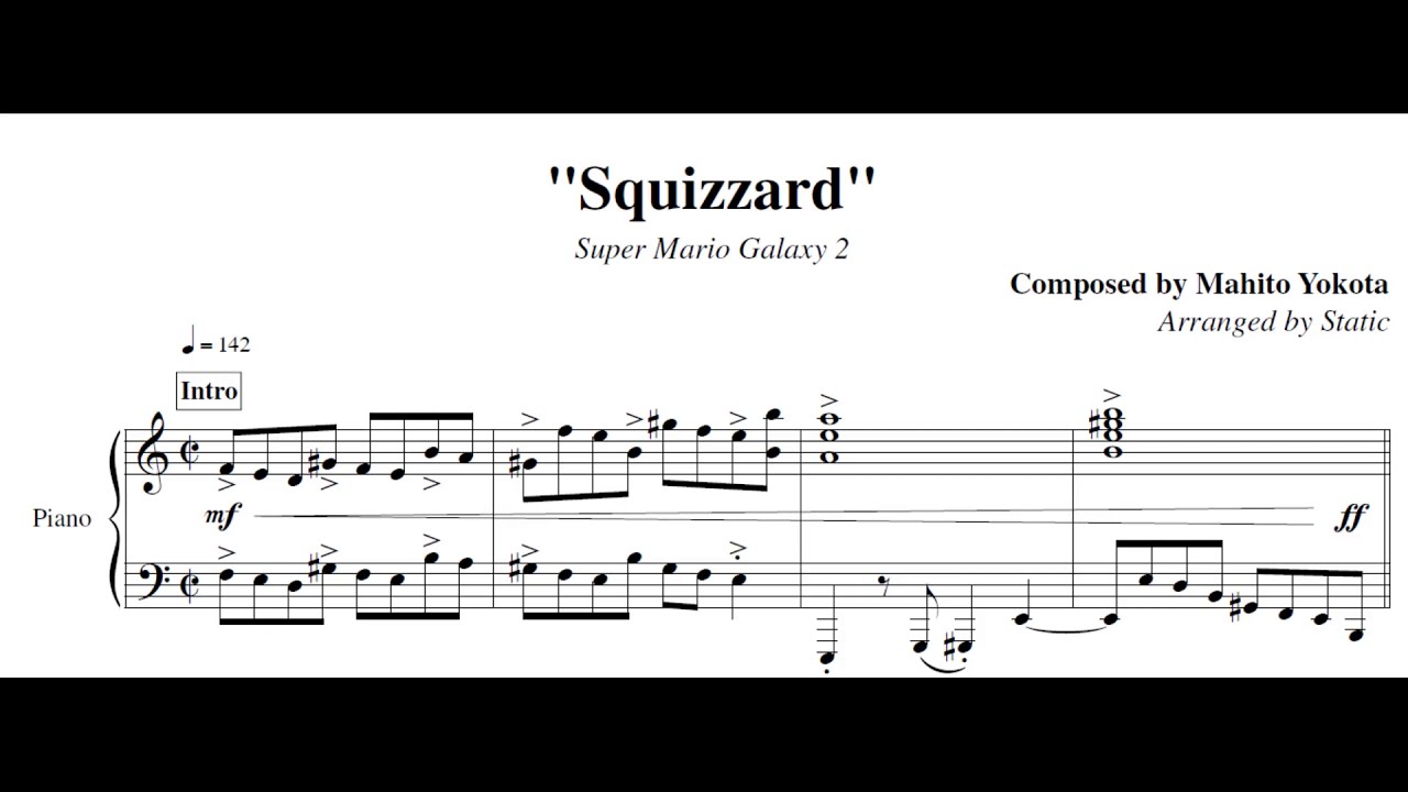 Squizzard - Super Mario Galaxy 2 Piano Sheet Music - YouTube