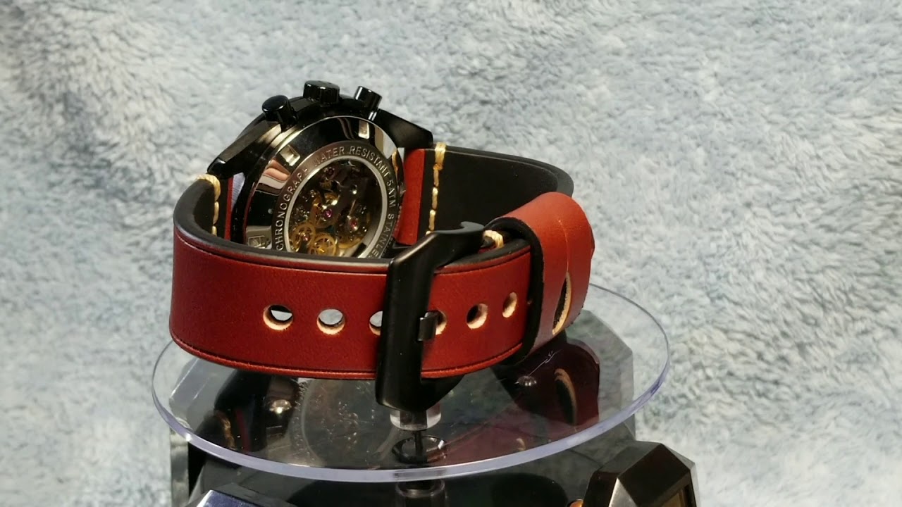 Alpha Chronograph PVD Coating Case Silver Dial Watch On Vintage Look ...