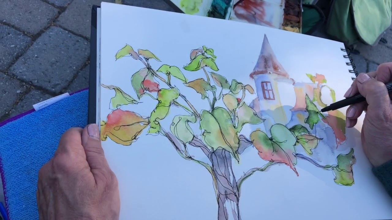 Adding Linework to Watercolors: Art Technique by Cindy Briggs - YouTube