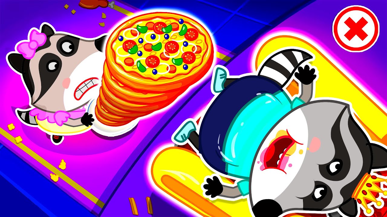 Mapaches gordos y gordos🍔🍟🍩 Mapache Aprende Buenos Hábitos - YouTube