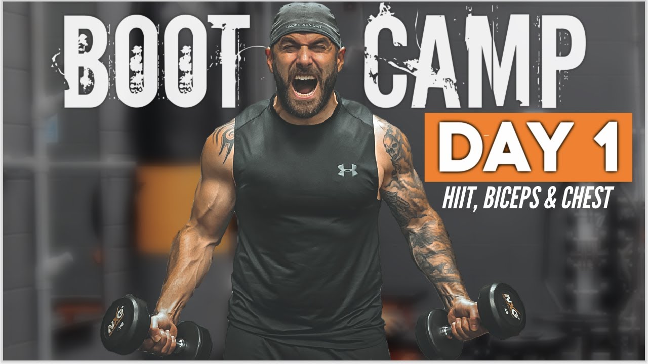 Boot Camp Day 1 | 30 Min Upper Body Dumbbell Workout | Chest, Biceps ...