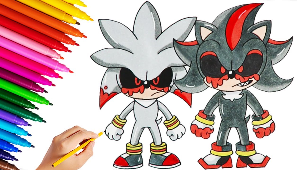 Sonic Exe Coloring Pages , Drawing And Coloring Silver Exe vs Shadow ...