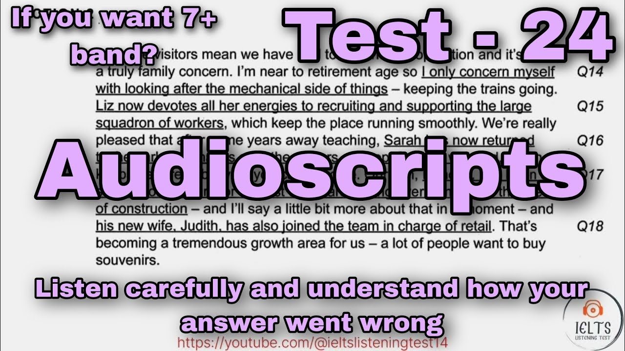 TEST : 24 Audio Script | IMPROVE LISTENING SKILLS | VERY HARD LISTENING ...