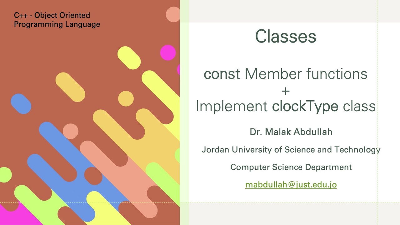 3- Classes with const member function + clockType class - YouTube
