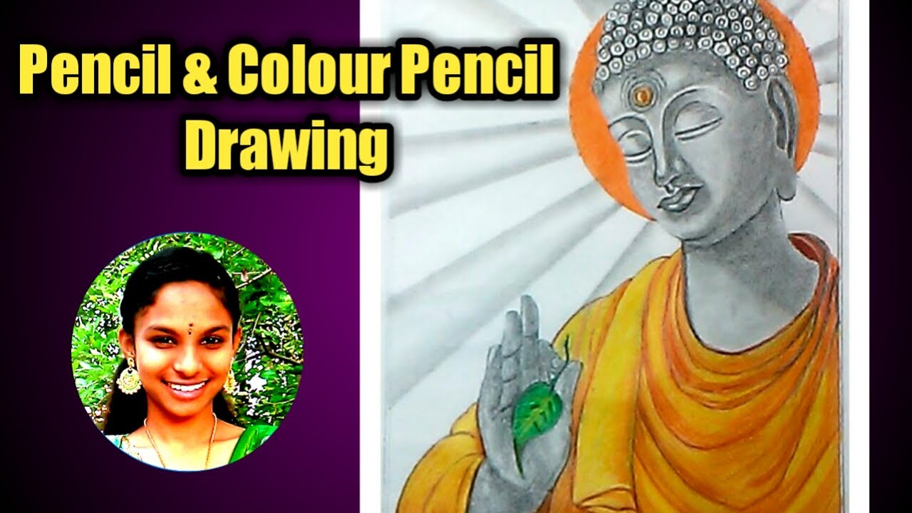 How to draw Gowthama buddha pencil and colour pencil drawing/How to ...