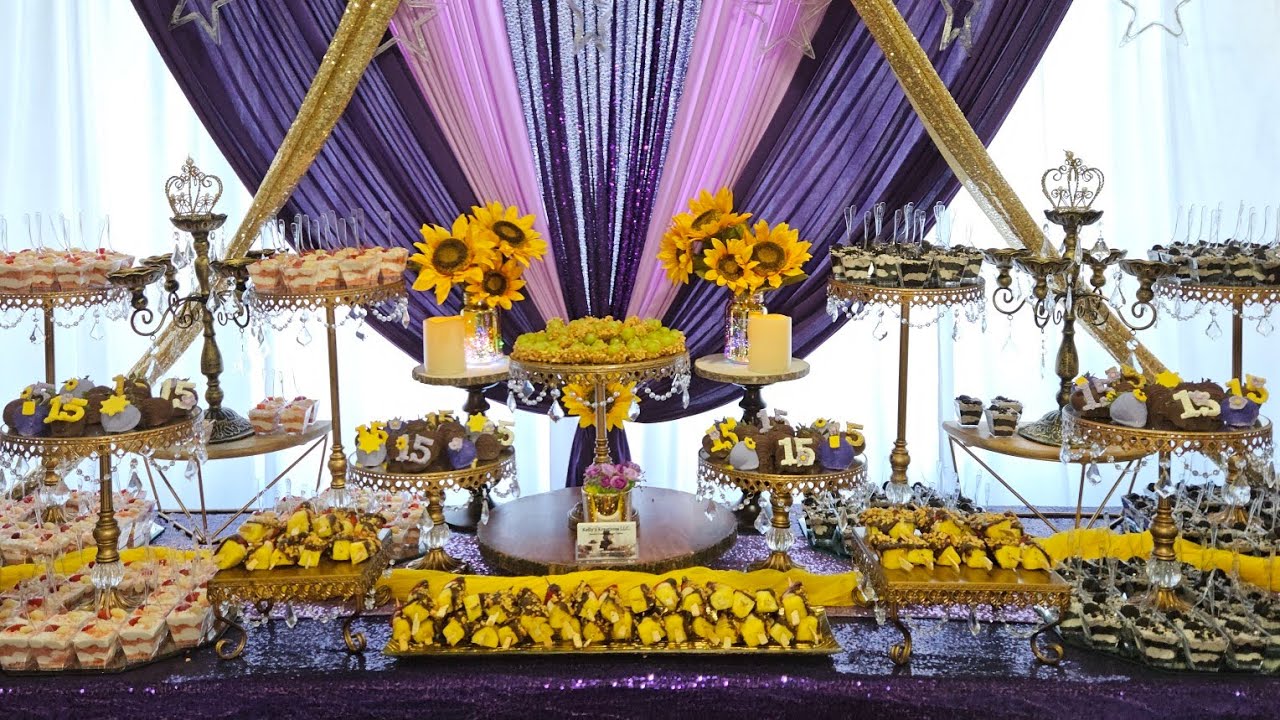 Quinceanera/Rupunzel Theme w/White Side Tables & Candy Buffet Table ...