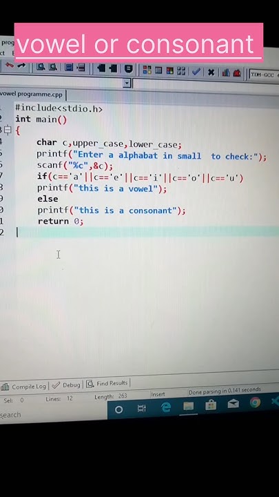 vowel or consonant||checking alphabet #ccode #ccoding - YouTube