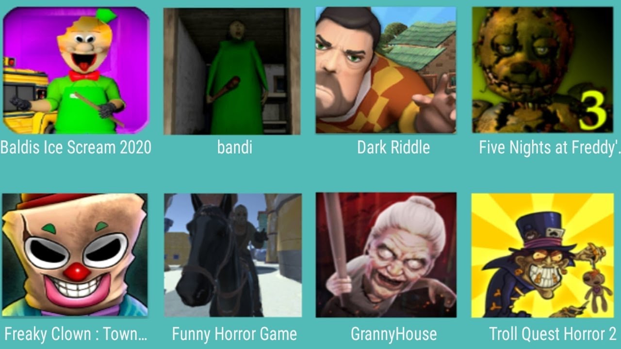 Baldi's Ice Scream,Bandi,Dark Riddle,FNaF 3,Freaky Clown,Funny Horror ...