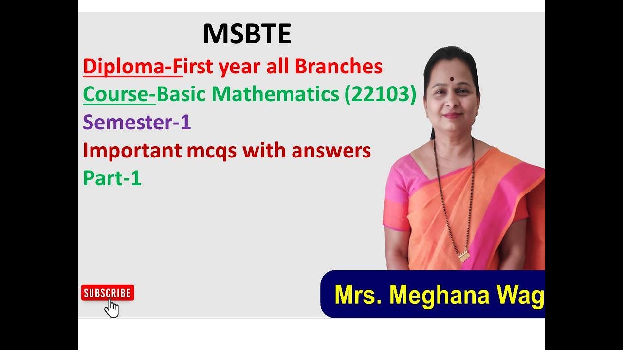 Diploma Basic mathematics mcqs with answers #msbte #basicmathematics - YouTube
