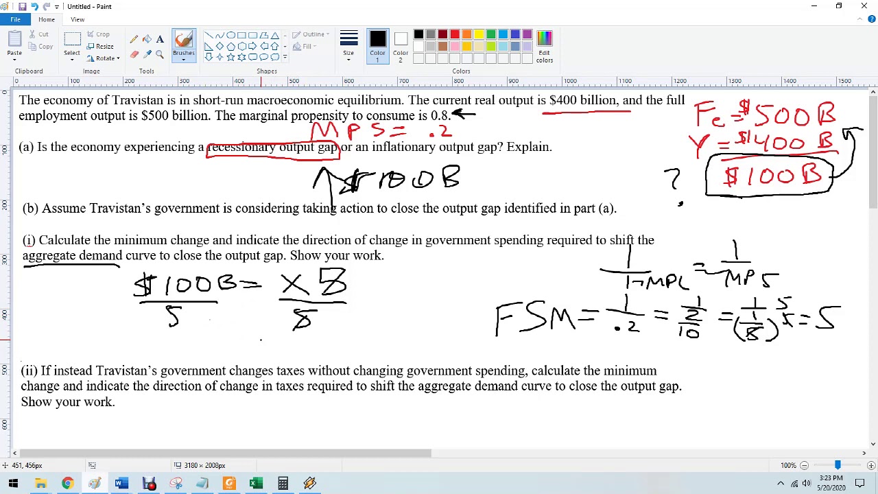 Fiscal Spending and Taxation Model Example Problem - YouTube