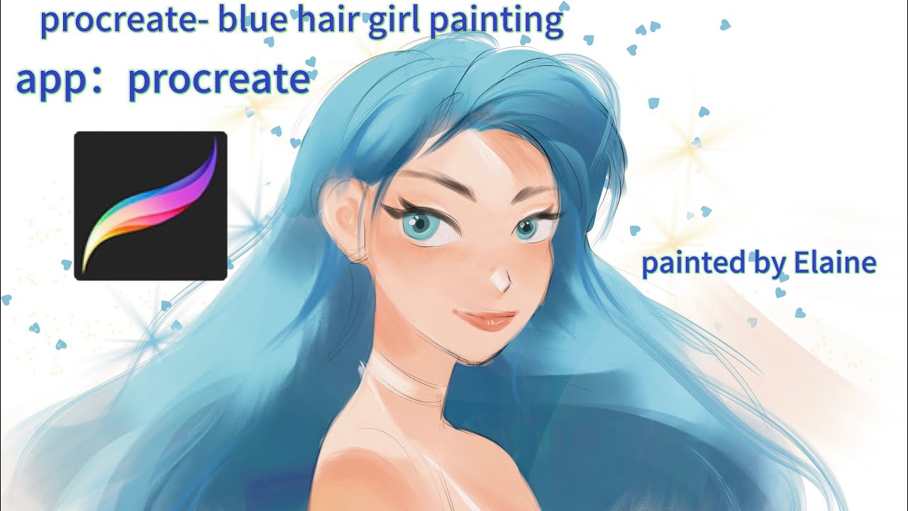 procreate- blue hair girl painting#procreate #art #blue - YouTube